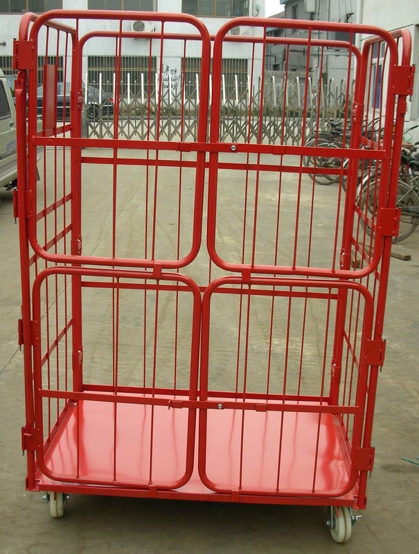Red Color Spray Paint Wire Cage Trolley Portable Unique Foldable Design