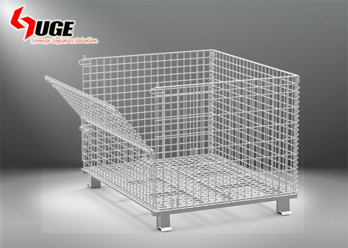 Collapsible Portable Steel Wire Containers With Casters Mesh Size 50*50mm