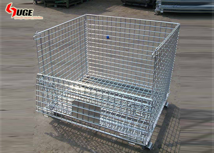 Stackable Steel Wire Containers With 5.6mm Grid Wire Diameter / Cold ...