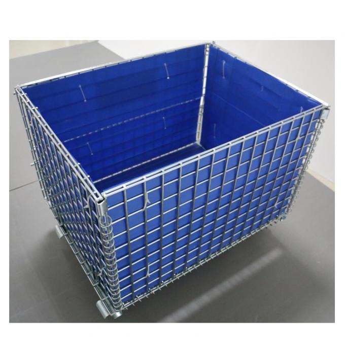 Heavy Duty Folding Wire Mesh Container Traction Mesh Pallet Box With Caster