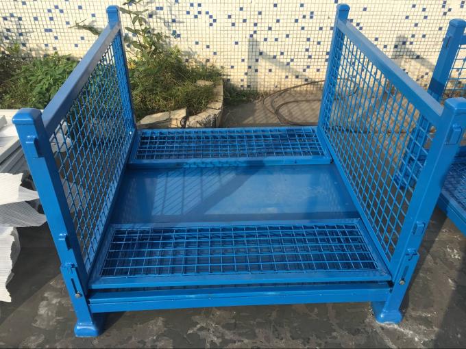 Collapsible Mesh Pallet Box Stacking Lockable Pallet Cages High Strength