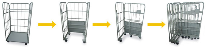 L Frame White Wire Mesh Trolley Logistics Trolley Stackable Unique Design