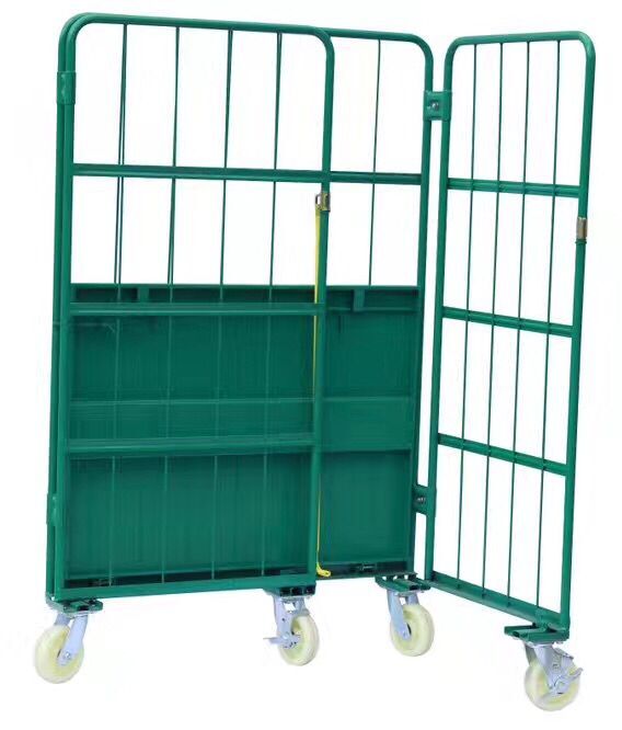 Collapsible 3 Side Roll Container Trolley Heavy Duty For Warehouse Logistic