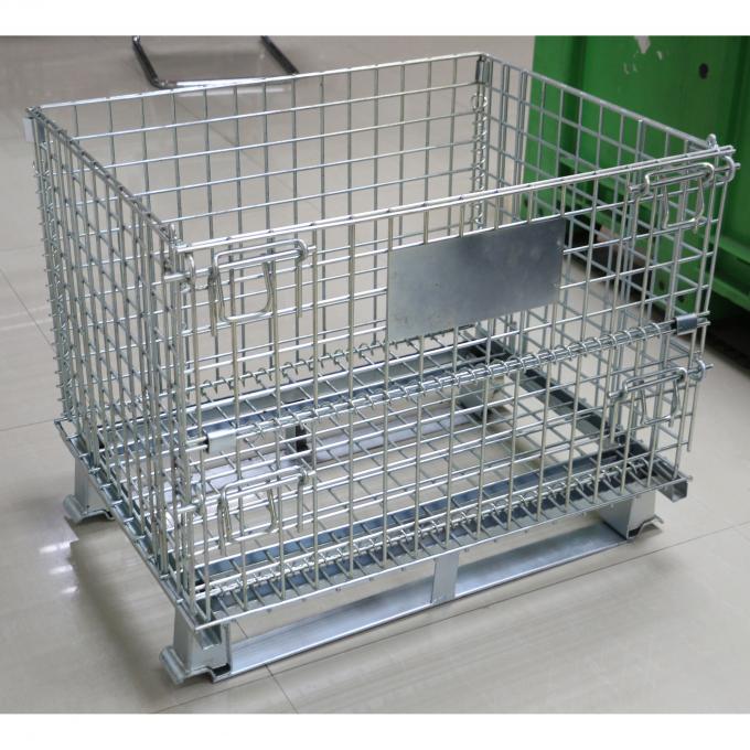 Galvanized Folding Lockable Steel Storage Bin For Warehouse