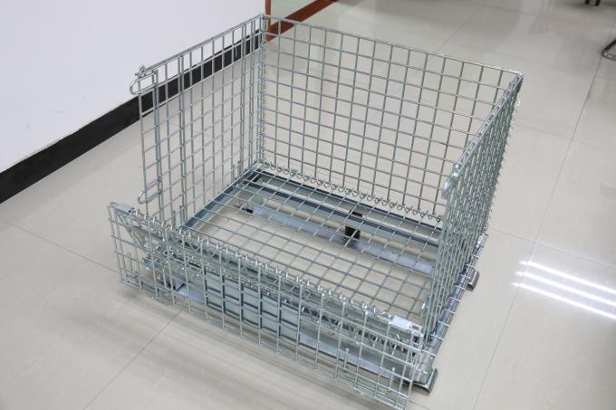 Durable Folding Wire Container Basket For Warehouse High Loading Capacity