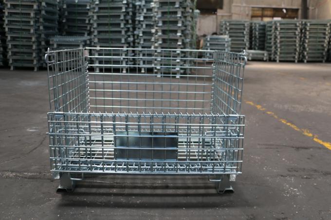 Stackable collapsible 800mm galvanized mesh roll container for warehouse