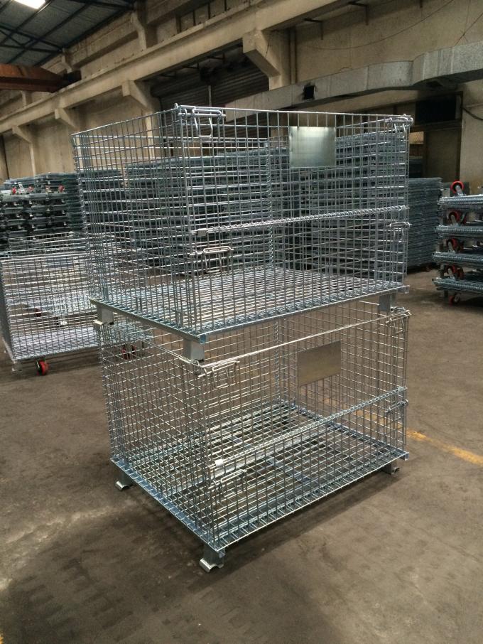 Stackable collapsible 800mm galvanized mesh roll container for warehouse