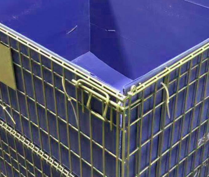 Returnable Wire Mesh Steel Storage Cargo Pallet Cages Box With Pp Sheet